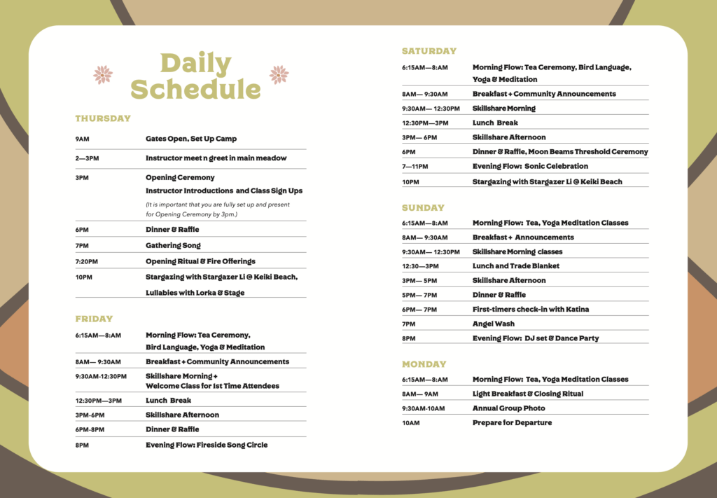 Official Schedule 2023 - Spirit Weavers Gathering